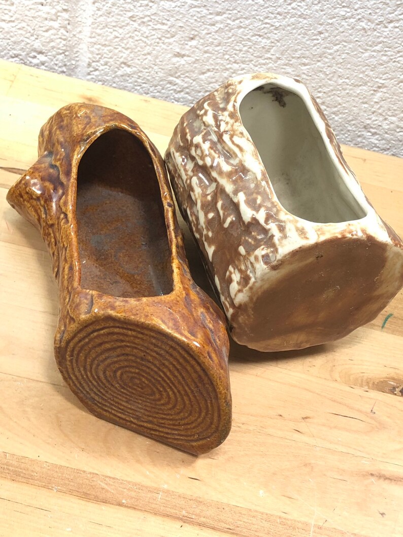 Faux Bois Ceramic Log Planters Faux Wood Pottery Plant Pots - Etsy