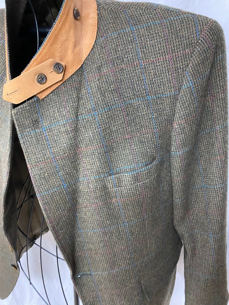 Mens Wool Jacket Leather Elbow Patch and Collar Retro - Etsy