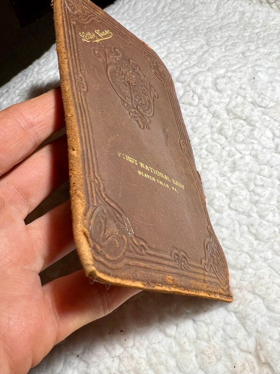 Antique Leather Billfold, Embossed Gold Embellished B… - Gem