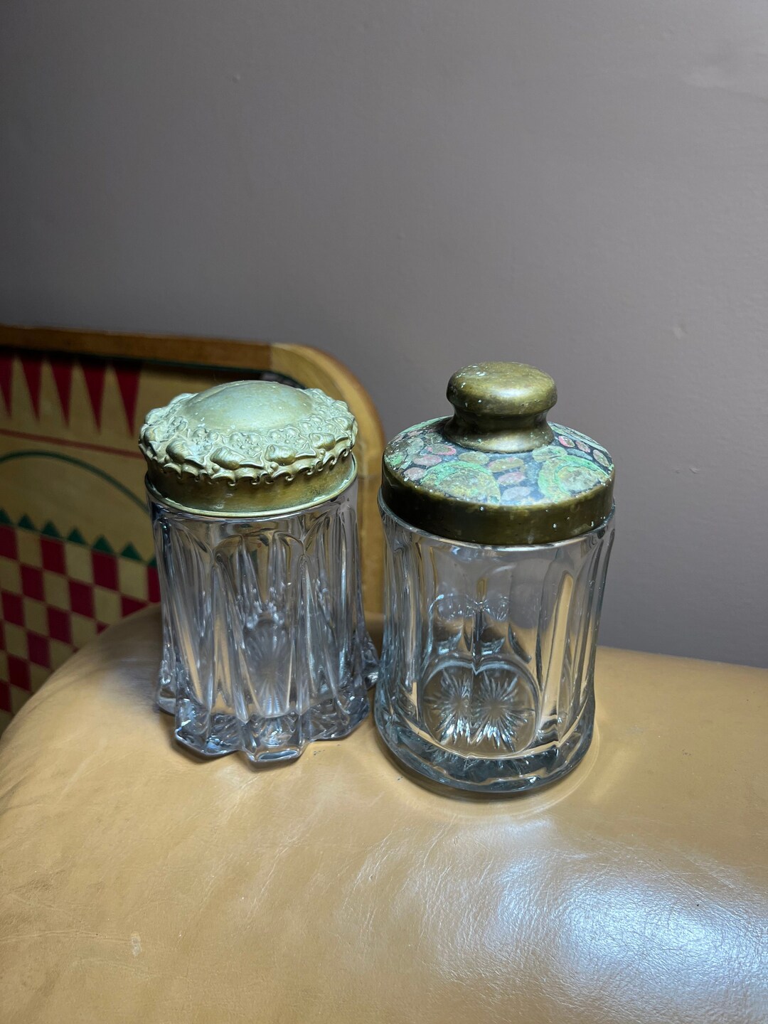 Crystal Glass Display Jars With Decorative Lids Vintage - Etsy