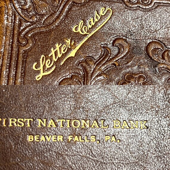 Antique Leather Billfold, Embossed Gold Embellished B… - Gem