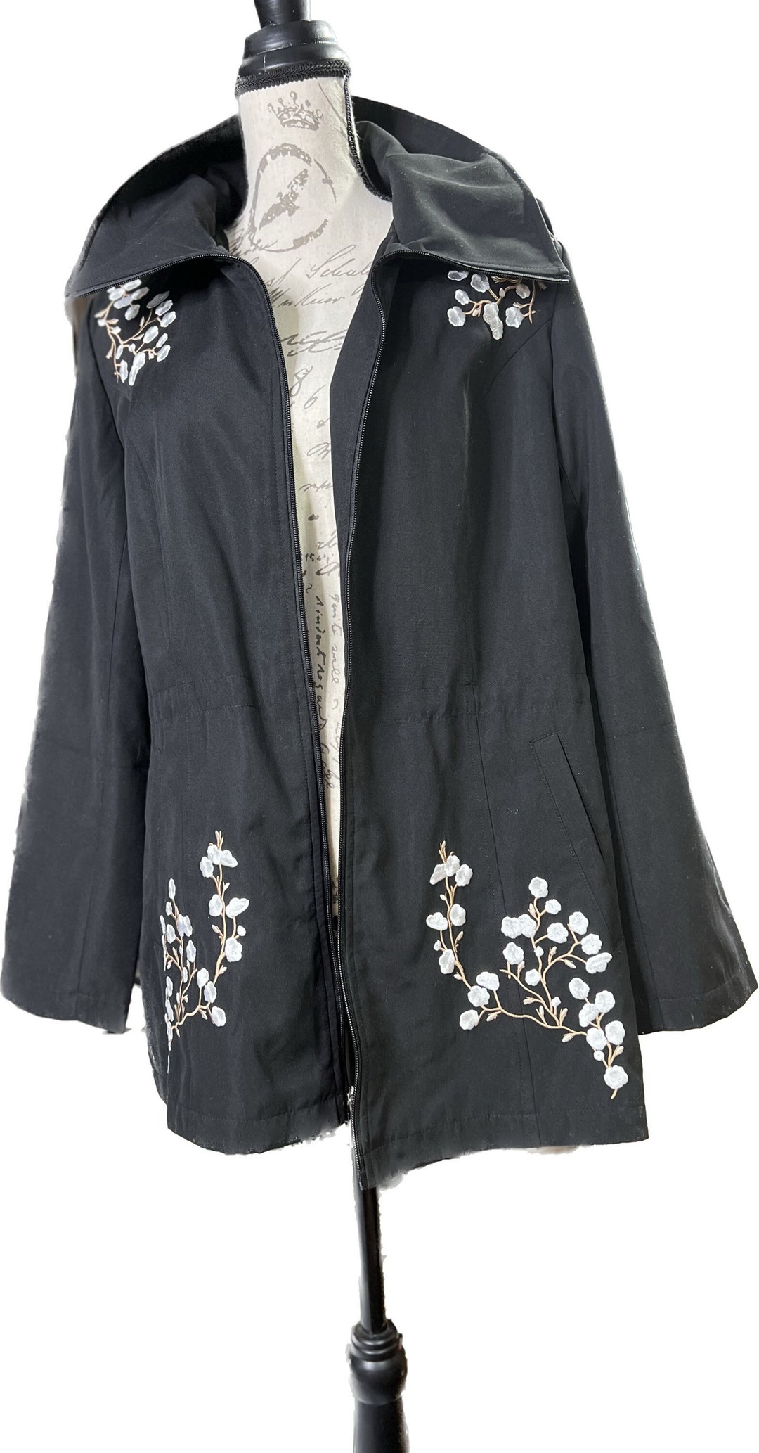 Embroidered Floral Jacket Black Embroidered Flower Coat - Etsy