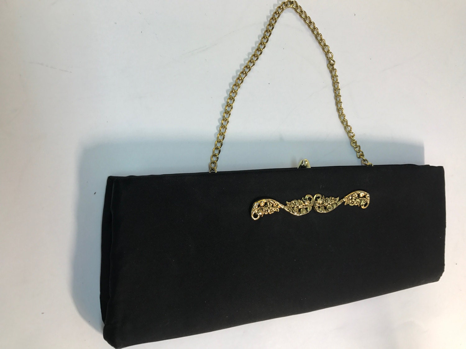 evening bag black and gold - Retro Formal Fashion Handbag - Party Purse