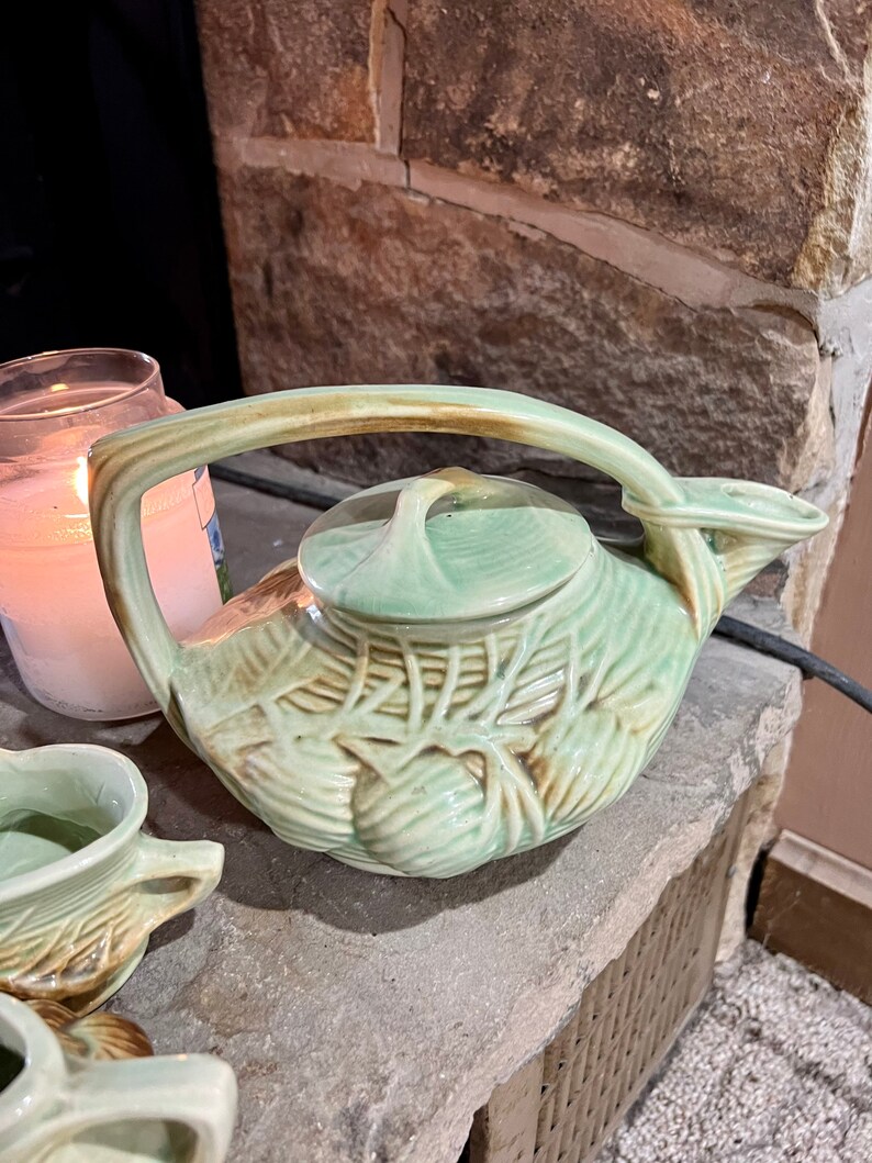 Mccoy Tea Set Pinecone Pattern Teapot Vintage Creamer and - Etsy