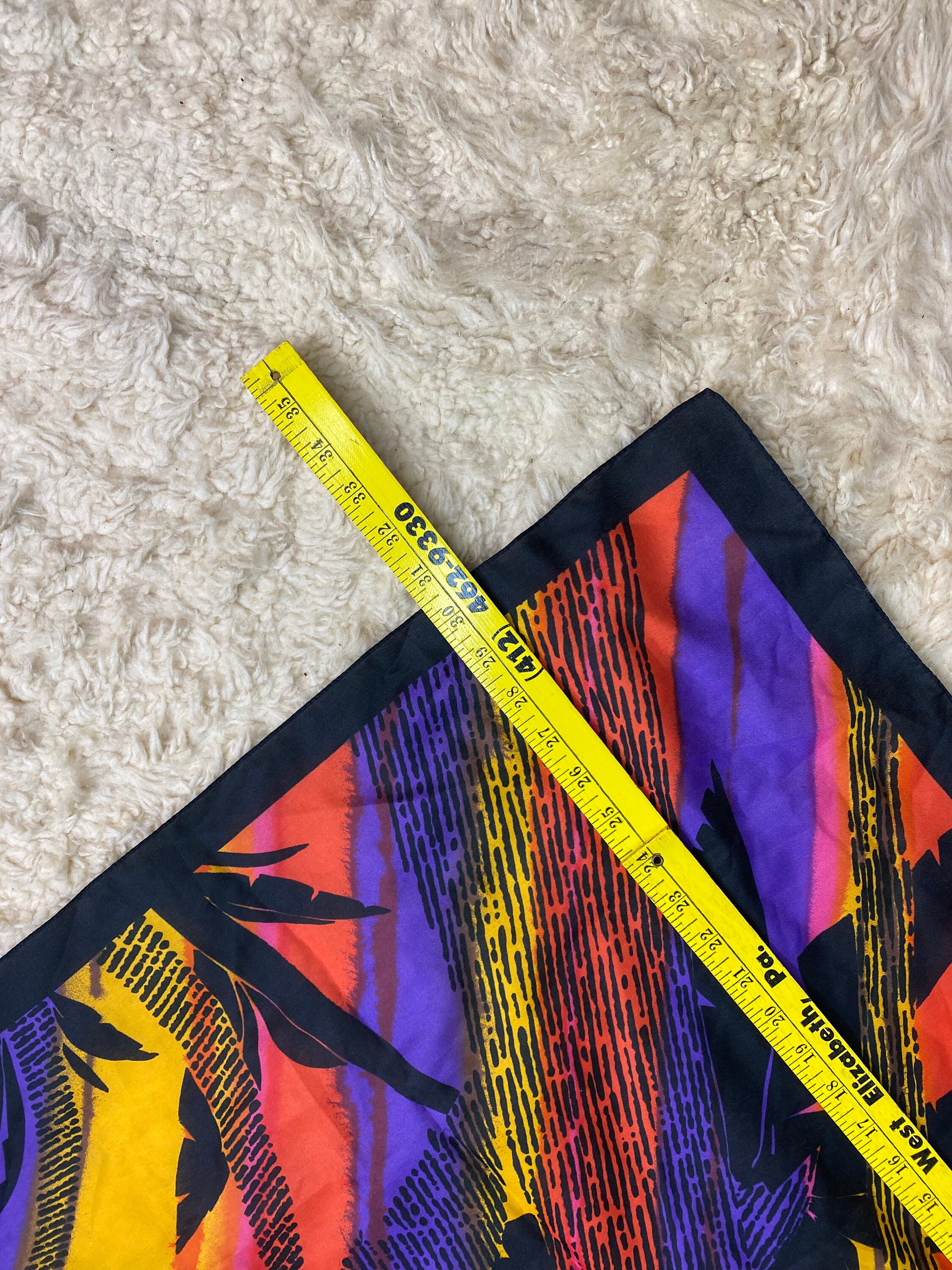 Colorful Vintage Scarf, Sunset Beach Scene Palm Trees, Summer Scarf