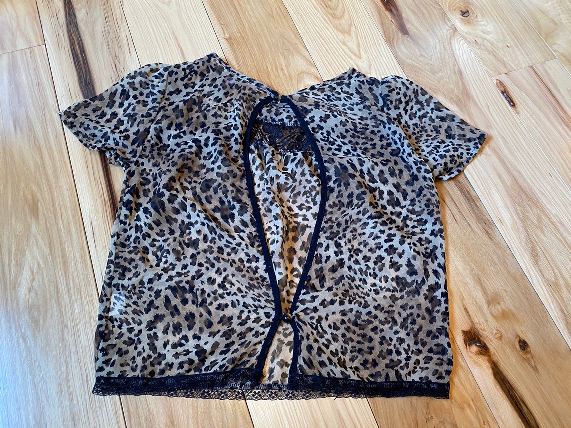 Leopard Sheer Lingerie Top Lace Embellished Summer Shirt - Etsy