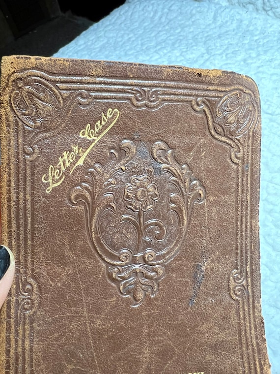 Antique Leather Billfold, Embossed Gold Embellished B… - Gem