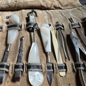 Antique Manicure Set, Pedicure Kit, Victorian Vanity Display ...