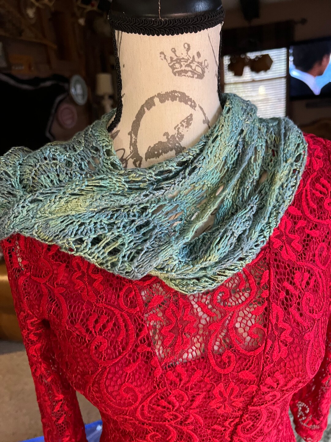 Silk Crochet Scarf, Turquoise Color Neckwear, Fashion Wrap - Etsy