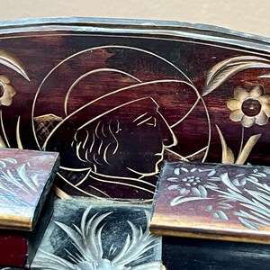 Antique Desk Ink Box, Carved Wood Inkwell Holder, Home Office Decor - Etsy