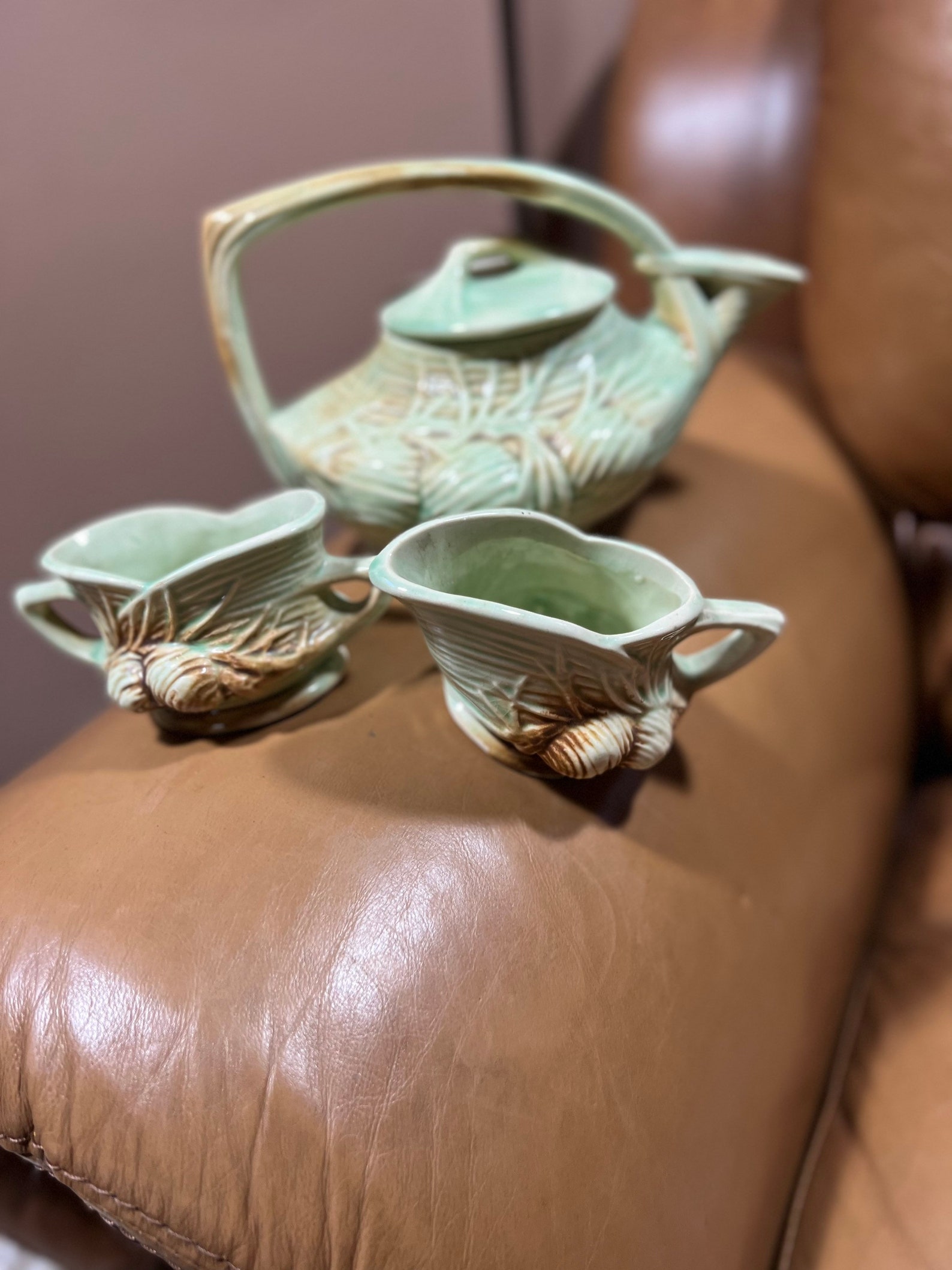Mccoy Tea Set Pinecone Pattern Teapot Vintage Creamer and - Etsy