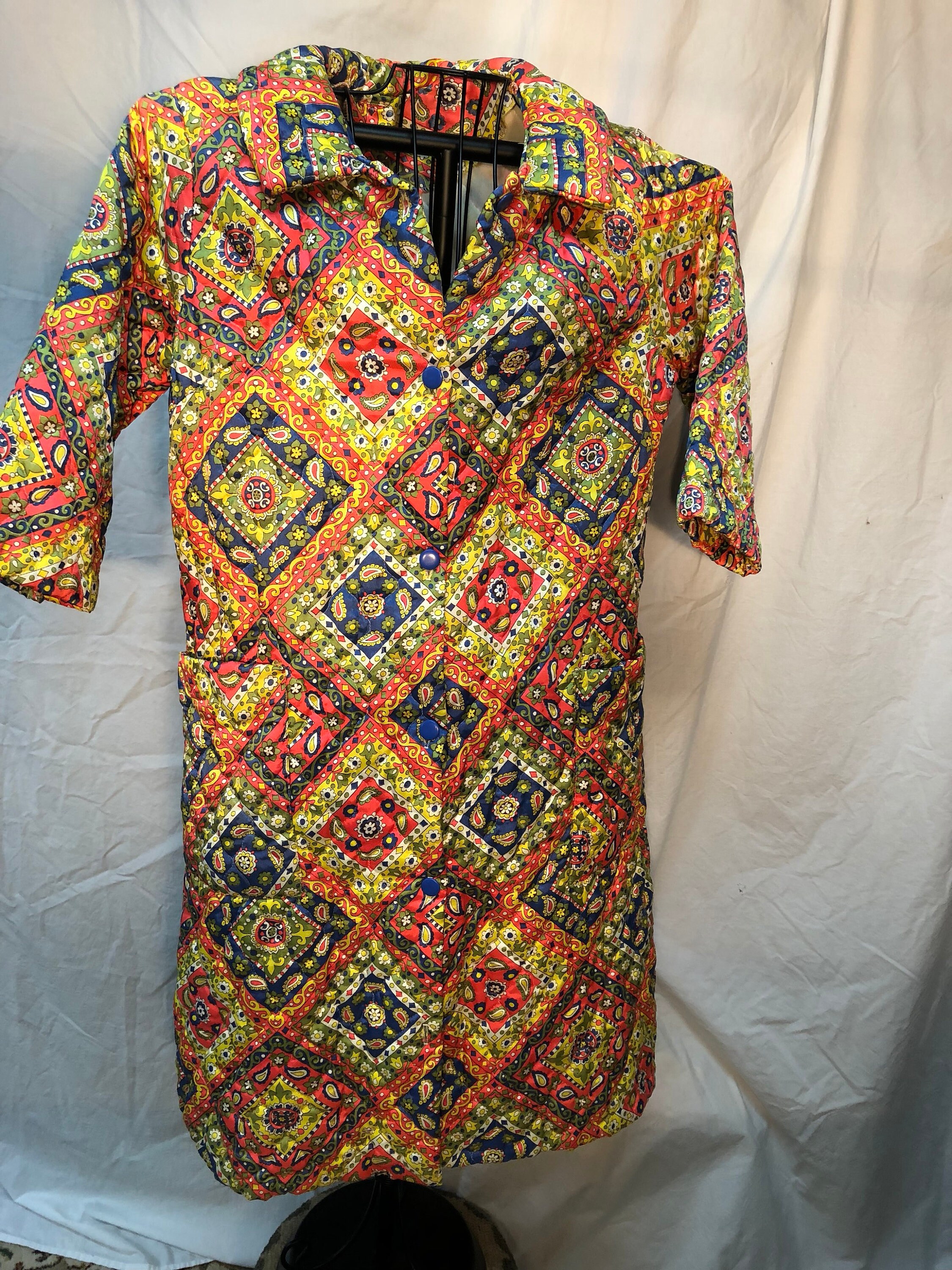 Rockabilly Housecoat with geometric design, Retro Women's Robe - Mid ...