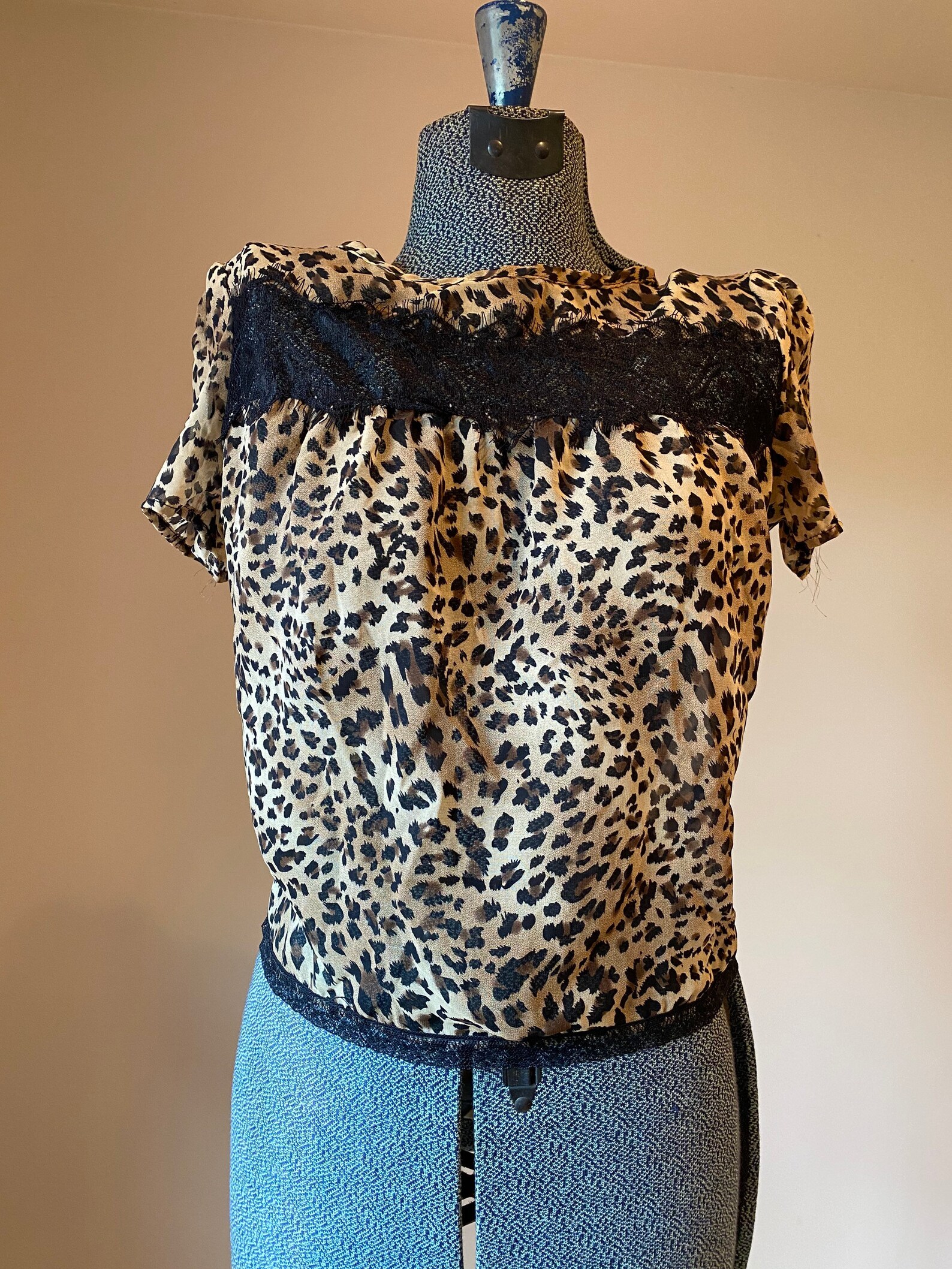 Leopard Sheer Lingerie Top Lace Embellished Summer Shirt - Etsy