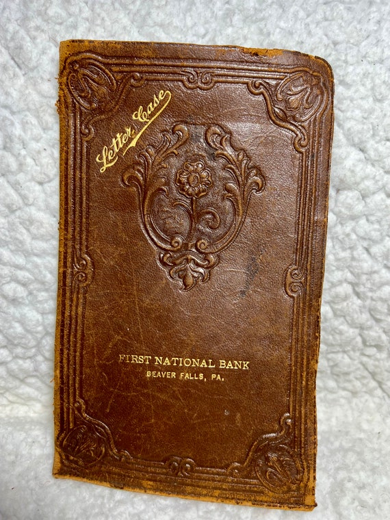 Antique Leather Billfold, Embossed Gold Embellished B… - Gem