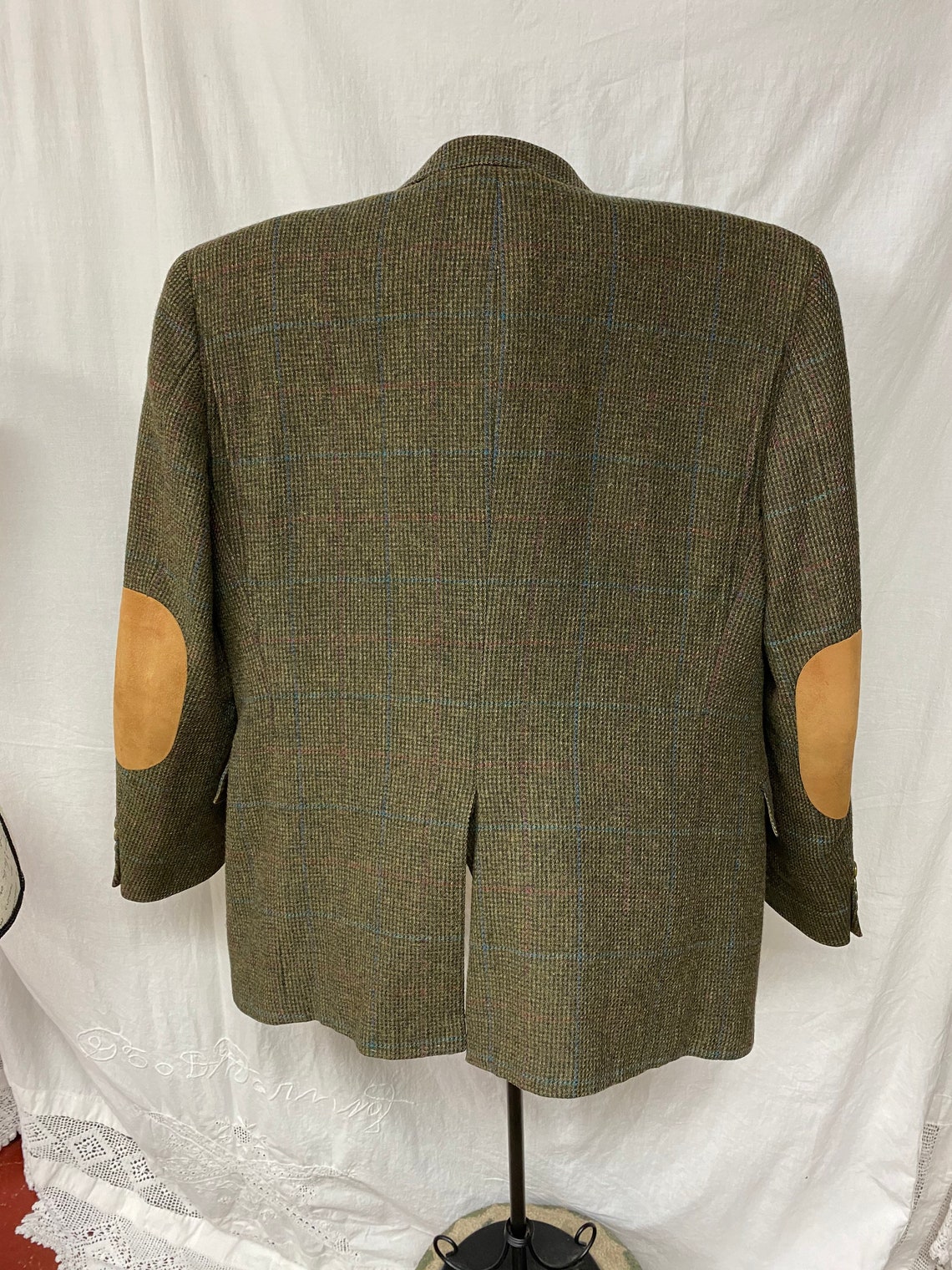 Mens Wool Jacket Leather Elbow Patch and Collar Retro - Etsy