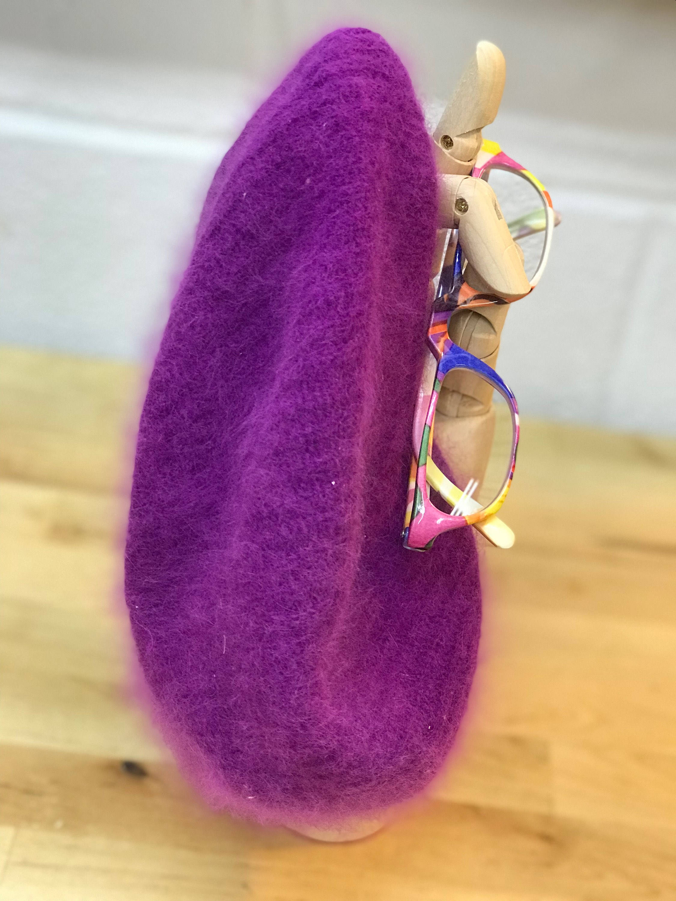 Beret Purple Angora Wool - Retro Aris hat - Winter Women's Hat