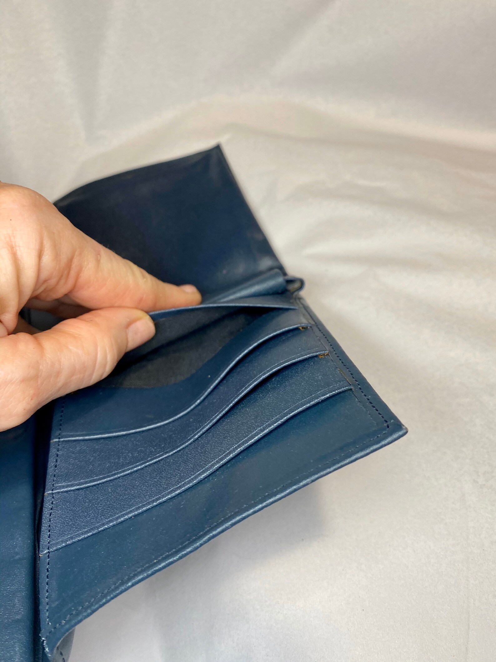 Blue Leather Retro Wallet Vintage Checkbook Clutch Mid - Etsy