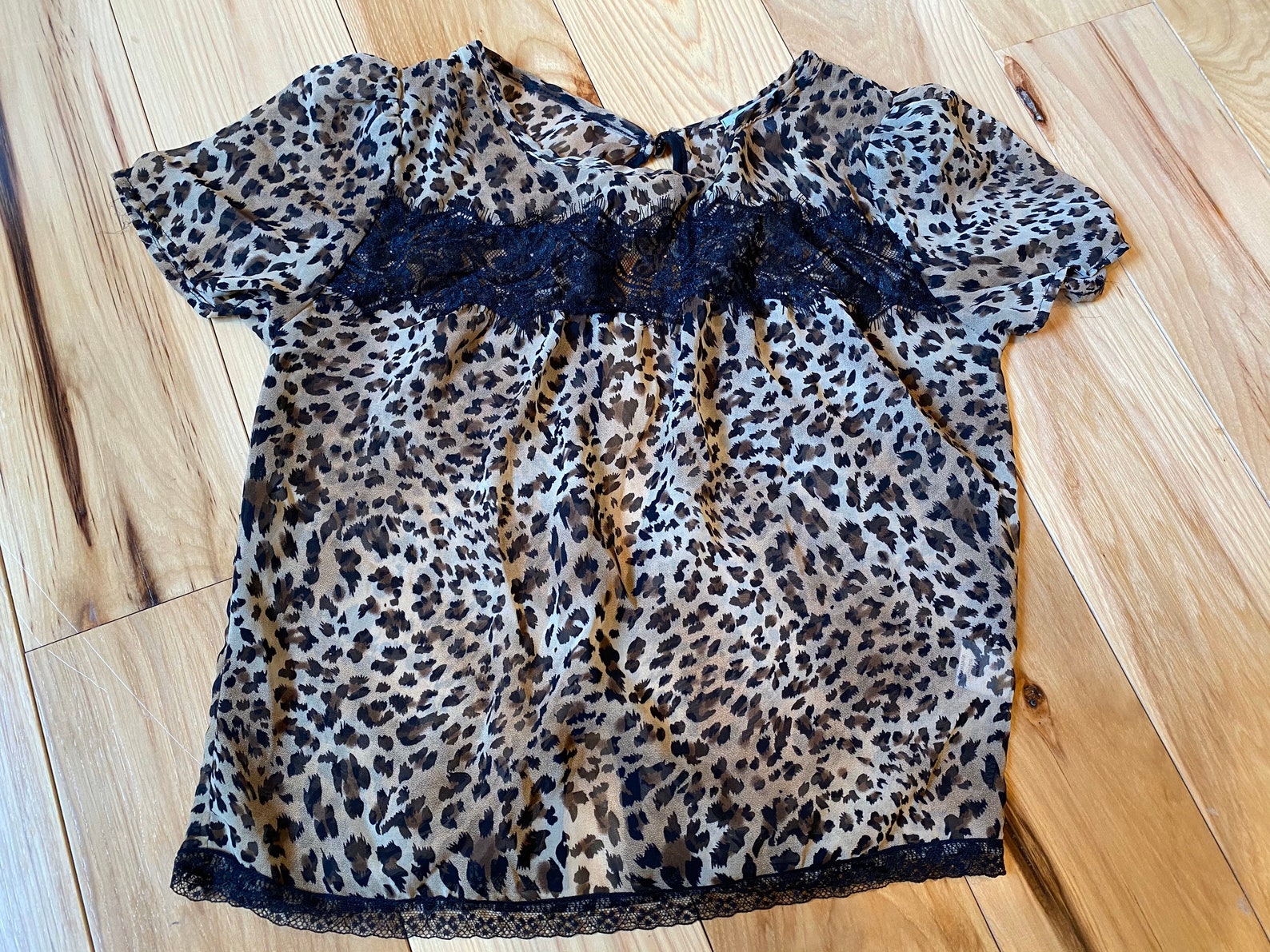 Leopard Sheer Lingerie Top Lace Embellished Summer Shirt - Etsy