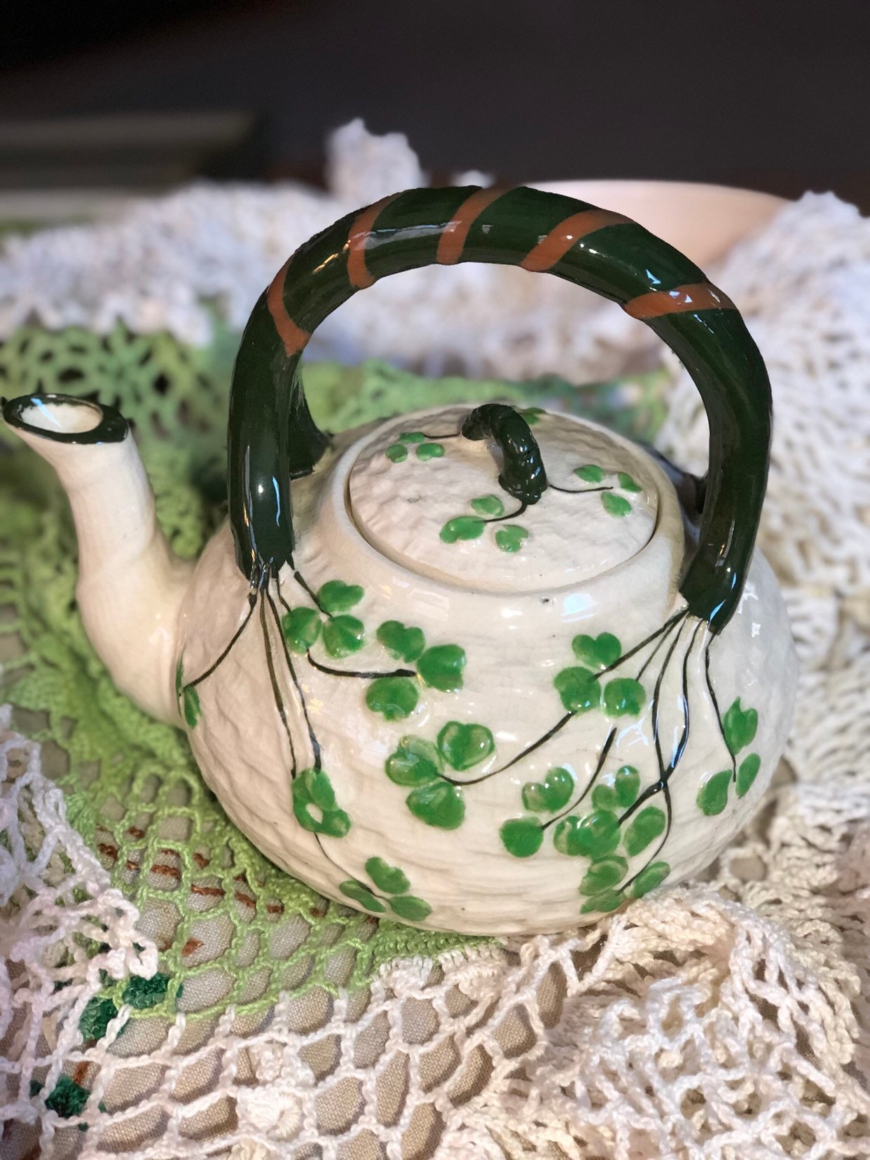Green Shamrocks Teapot, Vintage St. Patrick's Day Tea Pot, Irish ...