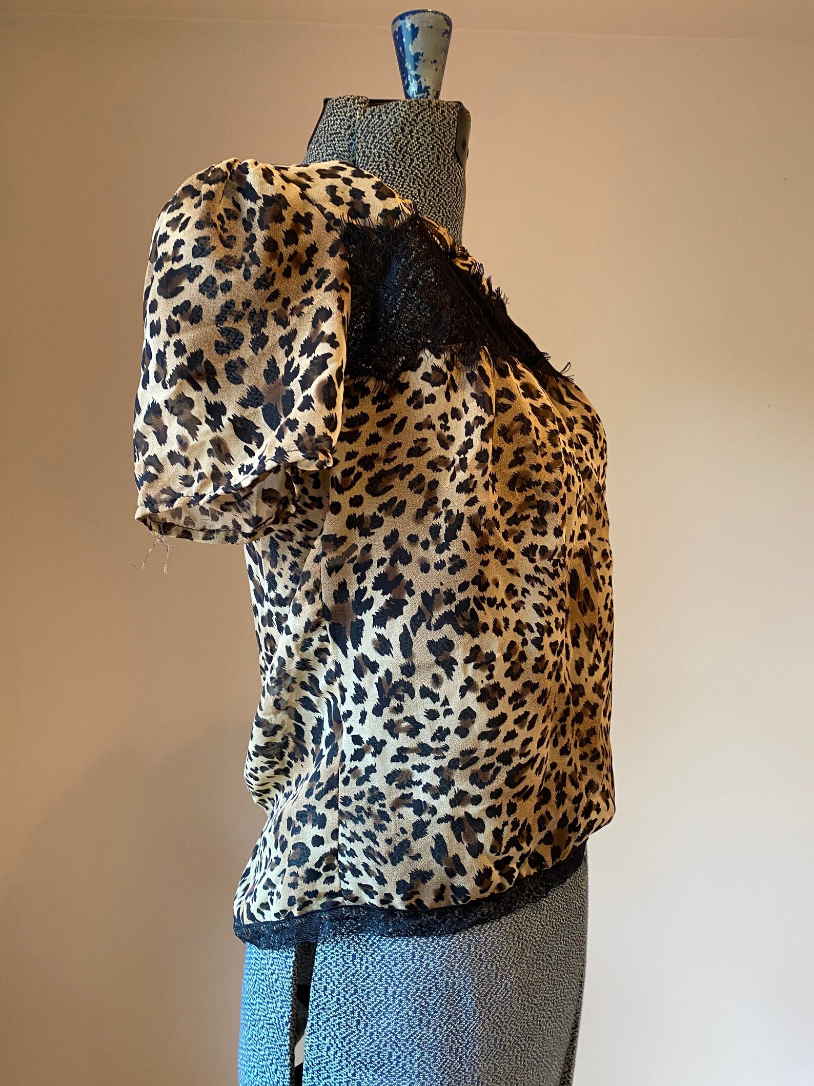 Leopard Sheer Lingerie Top Lace Embellished Summer Shirt - Etsy