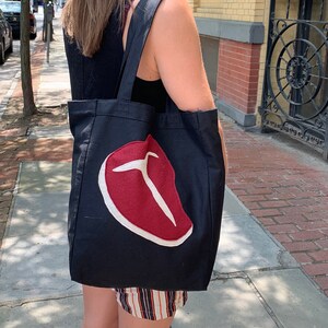 T-bone Steak Appliqué Market Tote Bag - Etsy