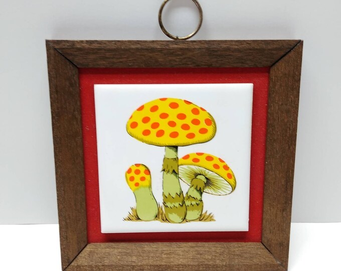 Vintage 70s Mushroom Wall Hanging Wood Tile - Etsy