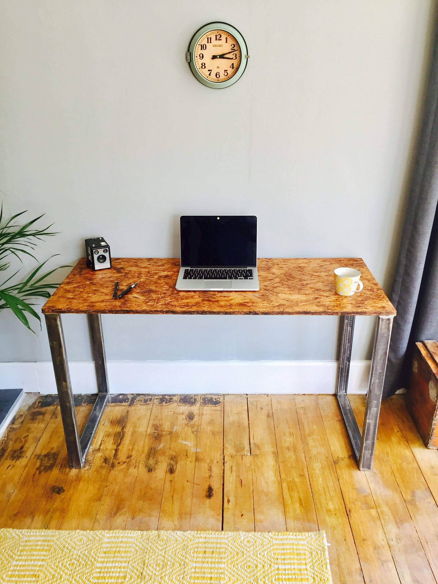 OSB Industrial Desk With Box Steel Pedestal Legs - Etsy UK