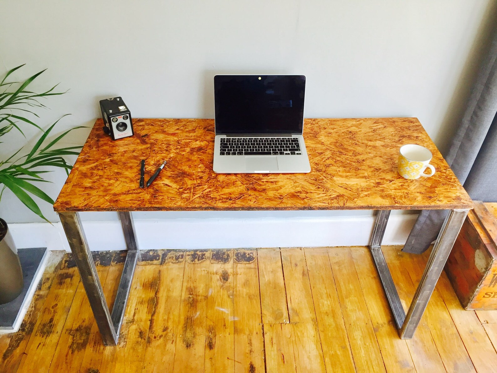 OSB Industrial Desk With Box Steel Pedestal Legs - Etsy UK