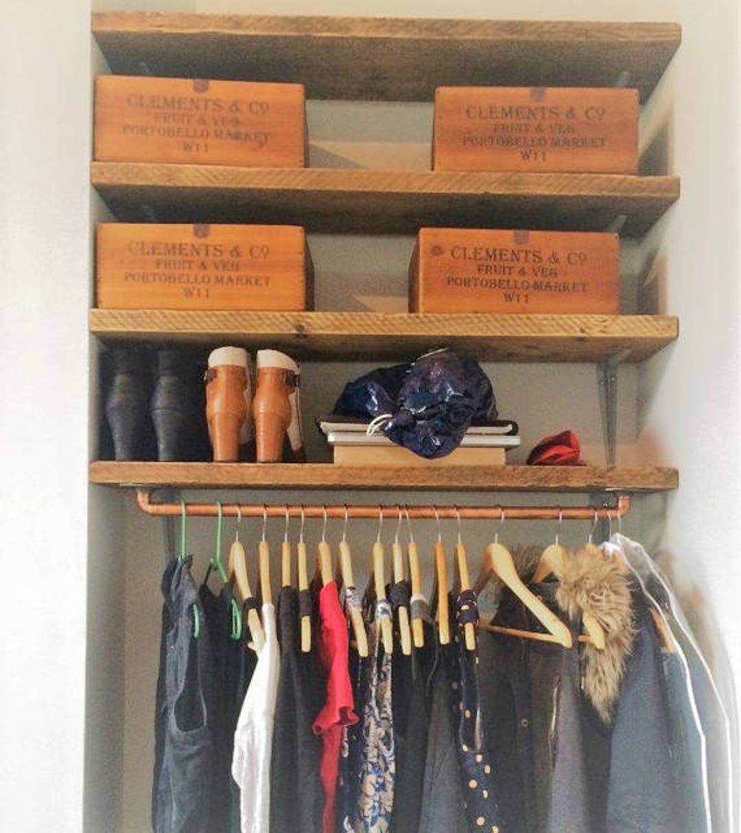 Reclaimed Wood Shelving Scaffold With Copper Pipe Rail - Etsy