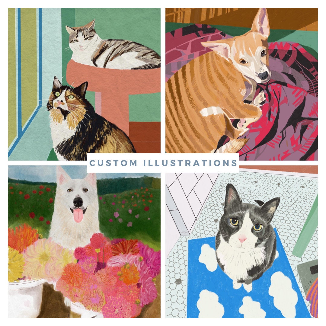 Custom Pet Portrait, Hand Drawn, Pet Illustration, Digital Pet Portrait ...