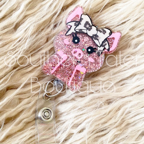 Pig Badge Reel Pig Lover Gift Funny Badge Reel Piggy | Etsy