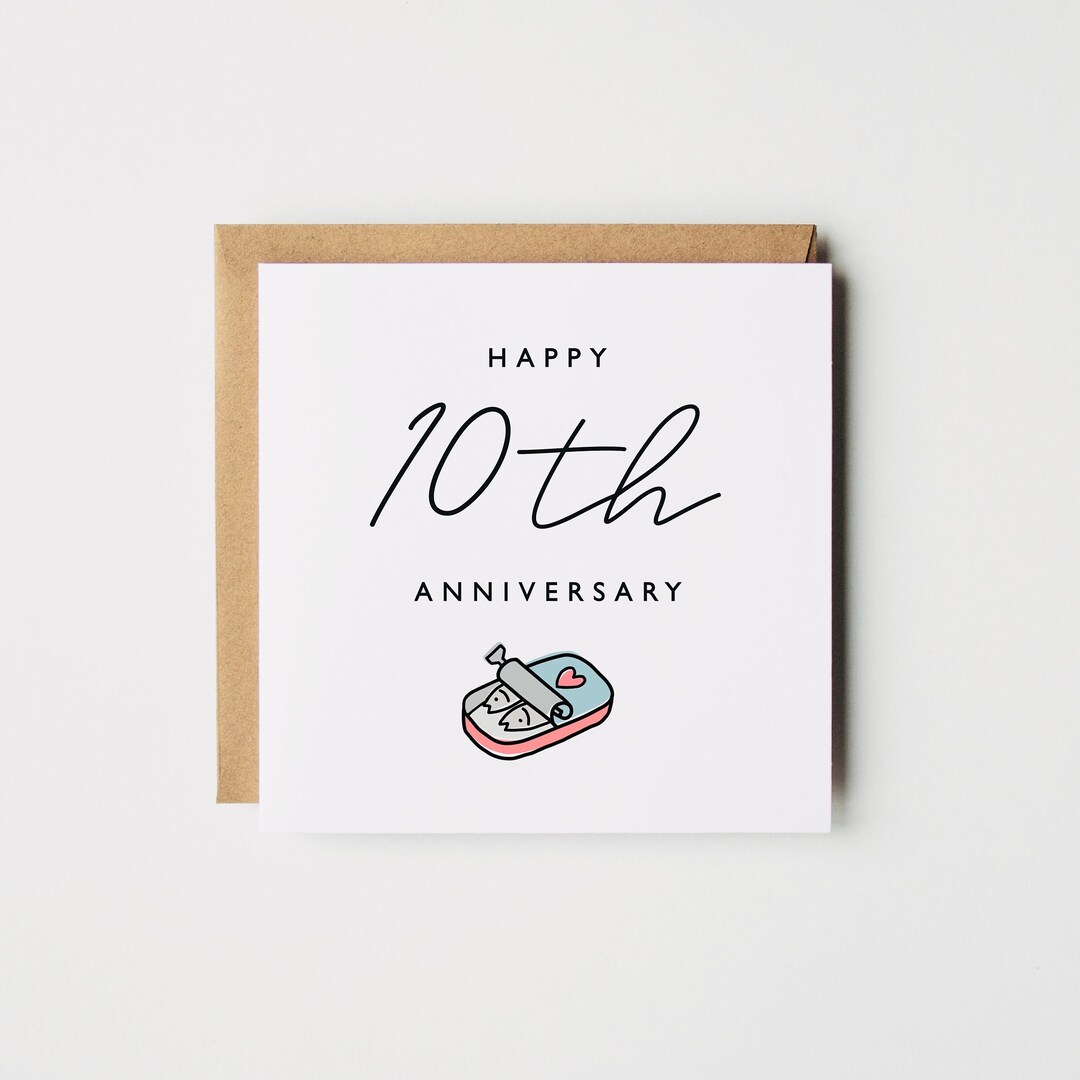 10 Year Anniversary Card | Tin Anniversary Card | Wife Anniversary Card ...