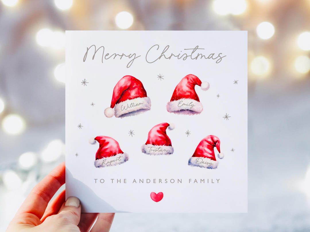 Personalised Santa Hats Christmas Card - Family Card - Special Couple ...