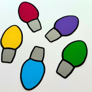 Christmas Light Paper Die Cuts, Rainbow Colored Christmas String Light ...