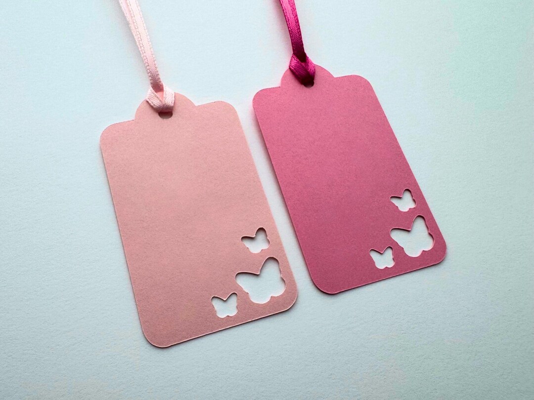 Pink Butterfly Hang Tags, Paper Die Cut Gift Tags, Gift Tags With ...