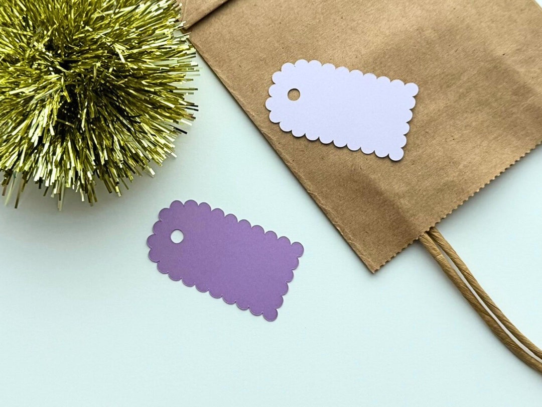 Purple Scalloped Edge Hang Tags, Paper Die Cut Gift Tags, Scallop Hang ...