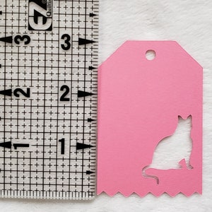 Die Cut Cat Hang Tag, Paper Die Cut Gift Tags, Cat Cutout Tags, Pink ...