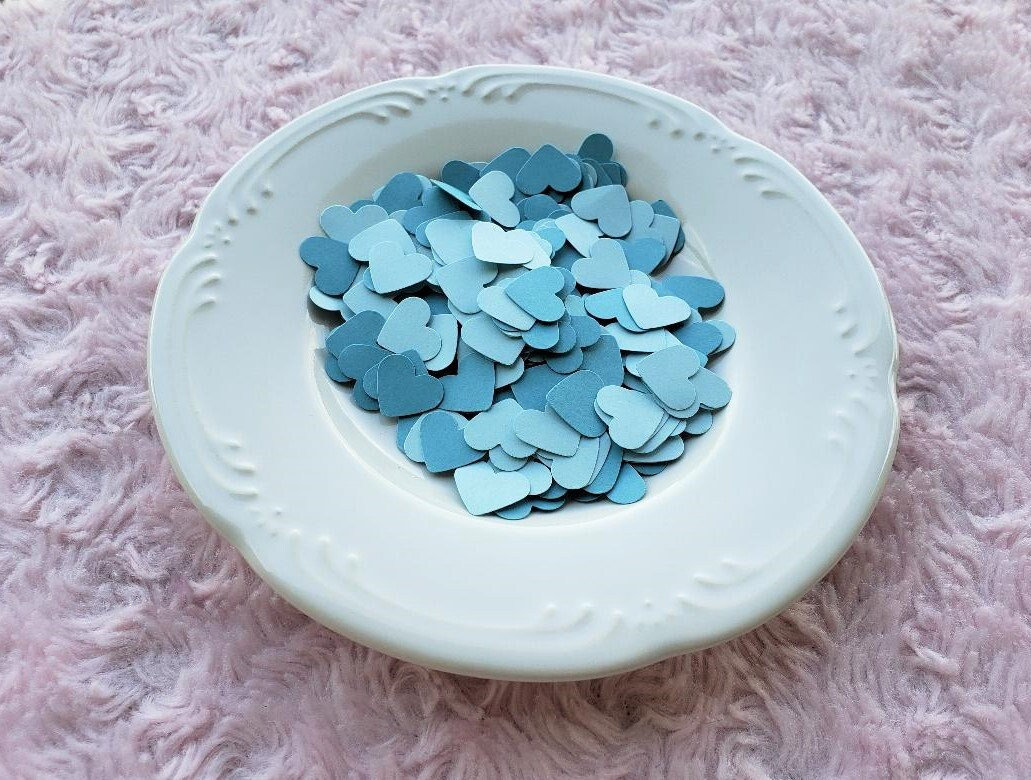 Blue Heart Confetti, Blue and Light Blue Confetti, Party Décor, Wedding ...