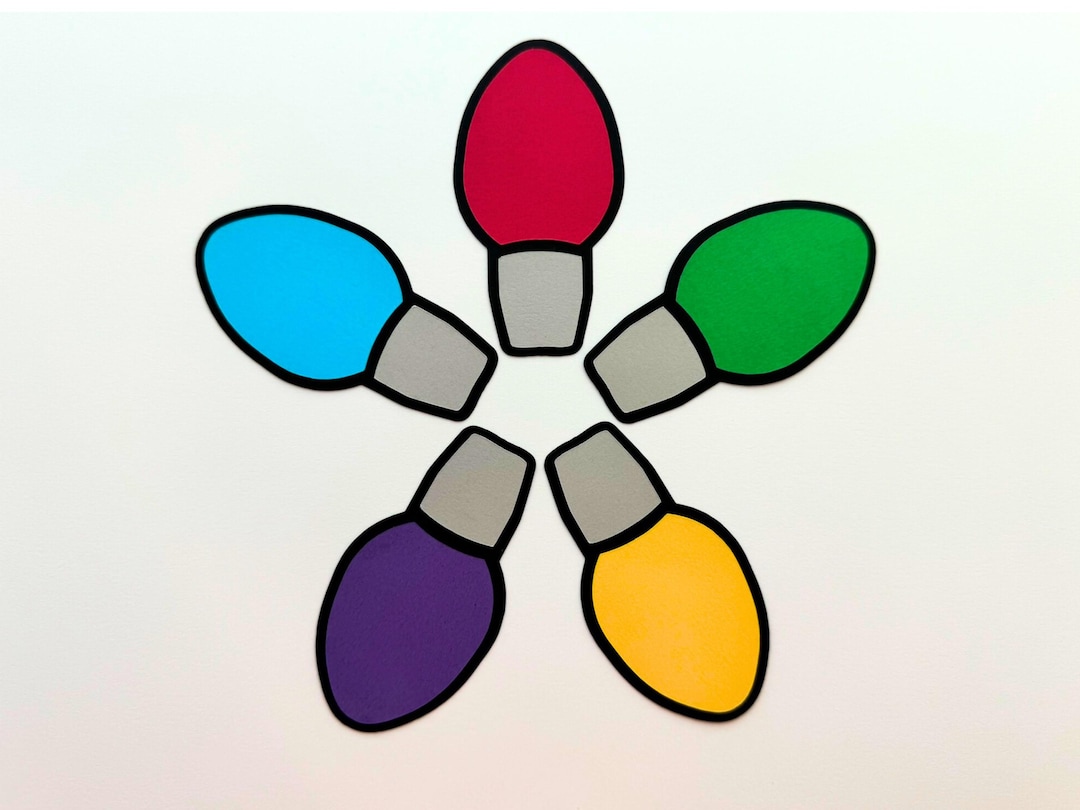 Christmas Light Paper Die Cuts, Rainbow Colored Christmas String Light ...