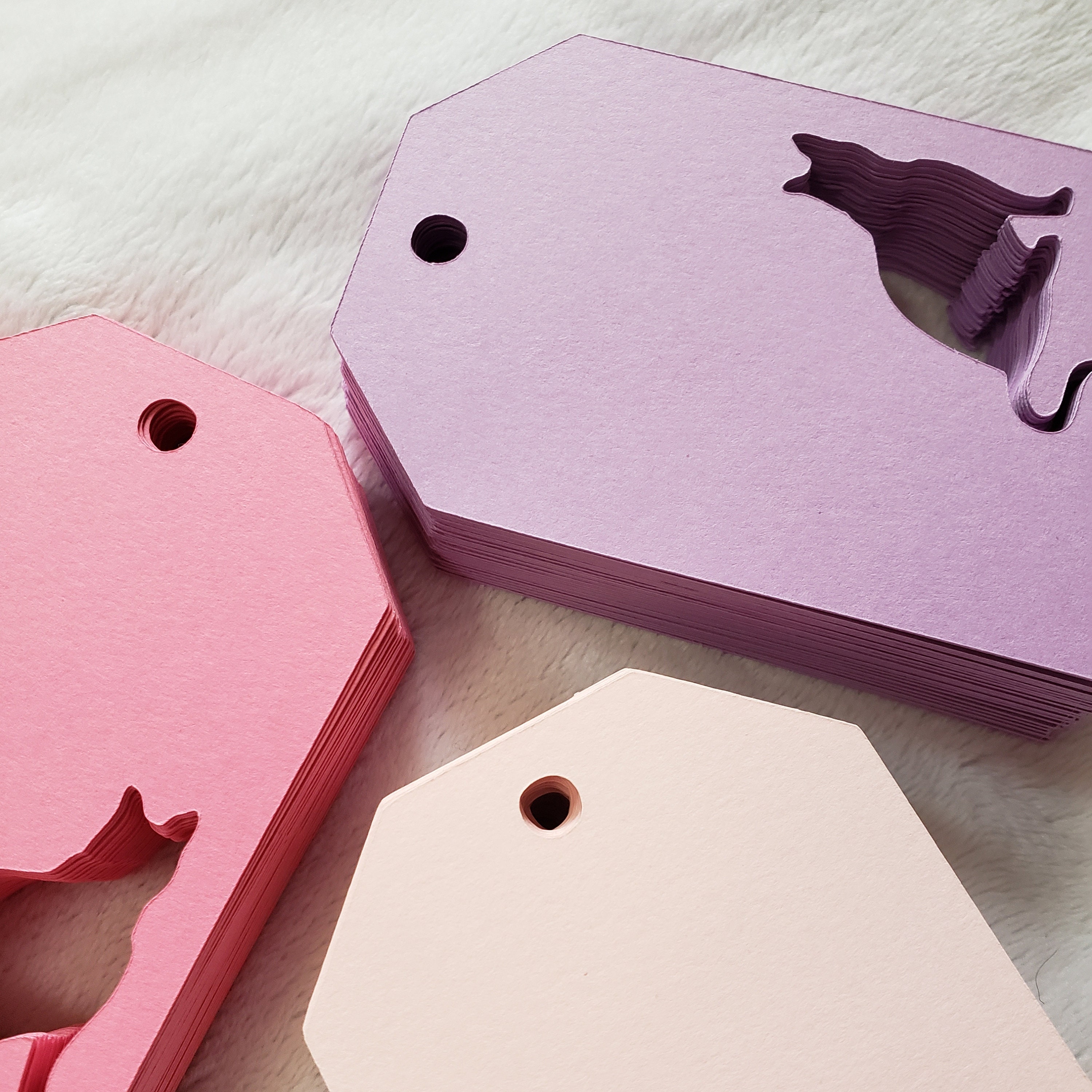 Die Cut Cat Hang Tag, Paper Die Cut Gift Tags, Cat Cutout Tags, Pink ...