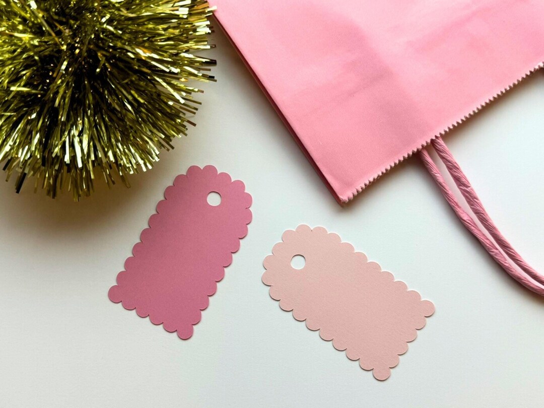 Pink Scalloped Edge Hang Tags, Paper Die Cut Gift Tags, DIY Craft Tags ...