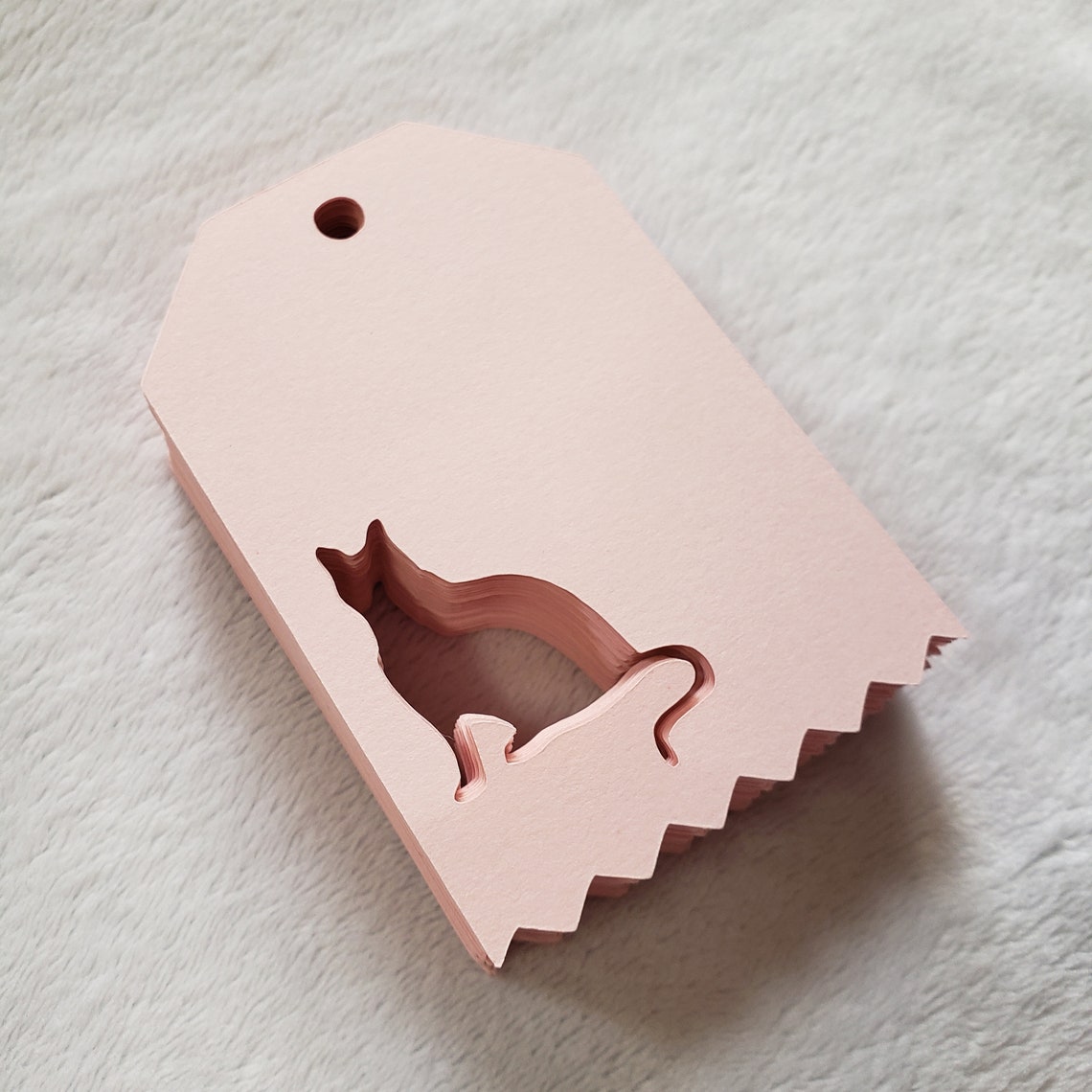 Die Cut Cat Hang Tag, Paper Die Cut Gift Tags, Cat Cutout Tags, Pink ...