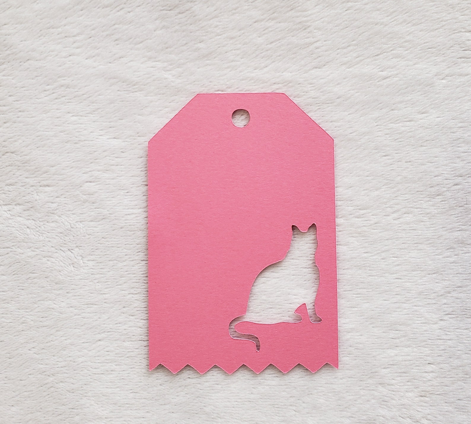 Die Cut Cat Hang Tag, Paper Die Cut Gift Tags, Cat Cutout Tags, Pink ...
