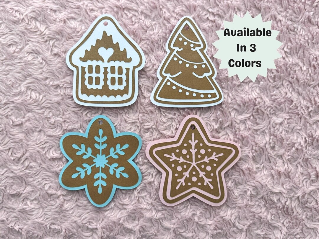 Gingerbread Cookie Gift Tags, Christmas Paper Die Cut Hang Tags, Cute ...