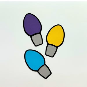 Christmas Light Paper Die Cuts, Rainbow Colored Christmas String Light ...