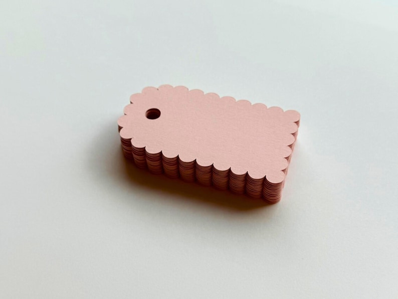 Pink Scalloped Edge Hang Tags, Paper Die Cut Gift Tags, DIY Craft Tags ...