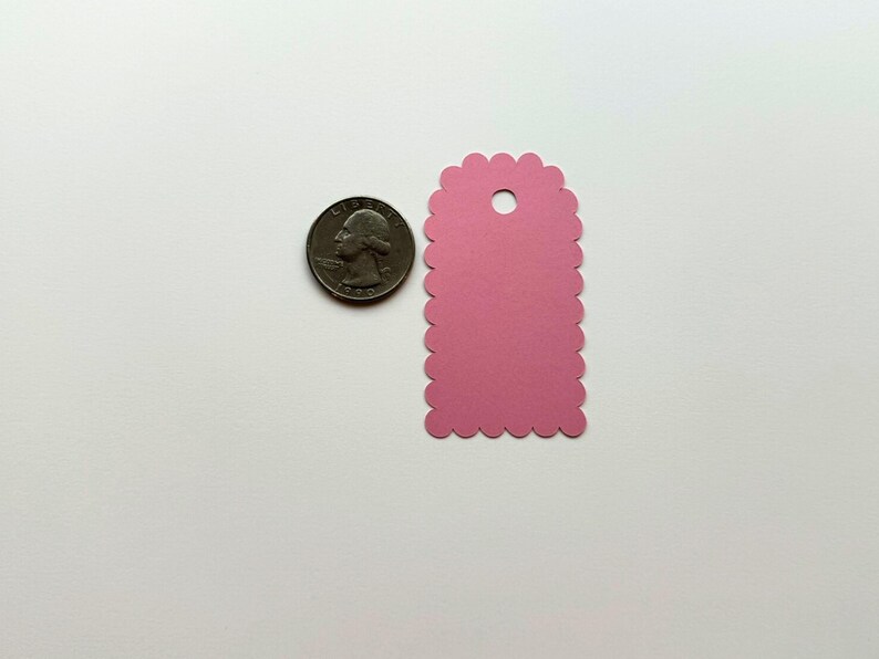 Pink Scalloped Edge Hang Tags, Paper Die Cut Gift Tags, DIY Craft Tags ...