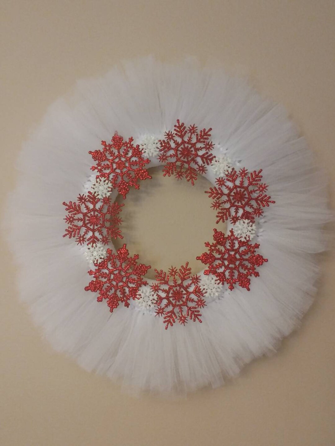 Red & White Snowflake Wreath - Etsy