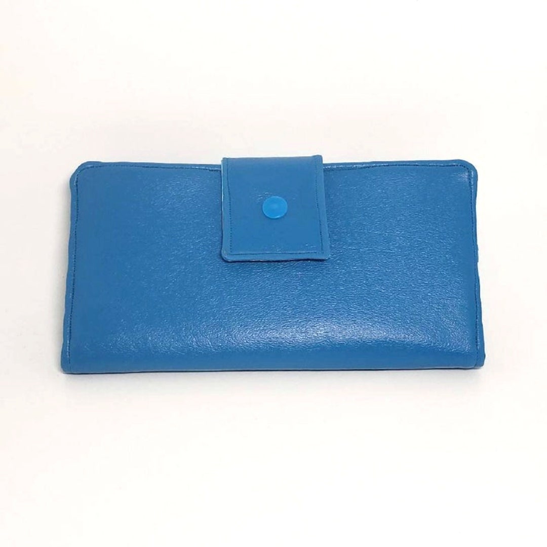 Blue Women's Wallet, Blue Vinyl Wallet, Blue Snap Wallet, Gift for Her ...