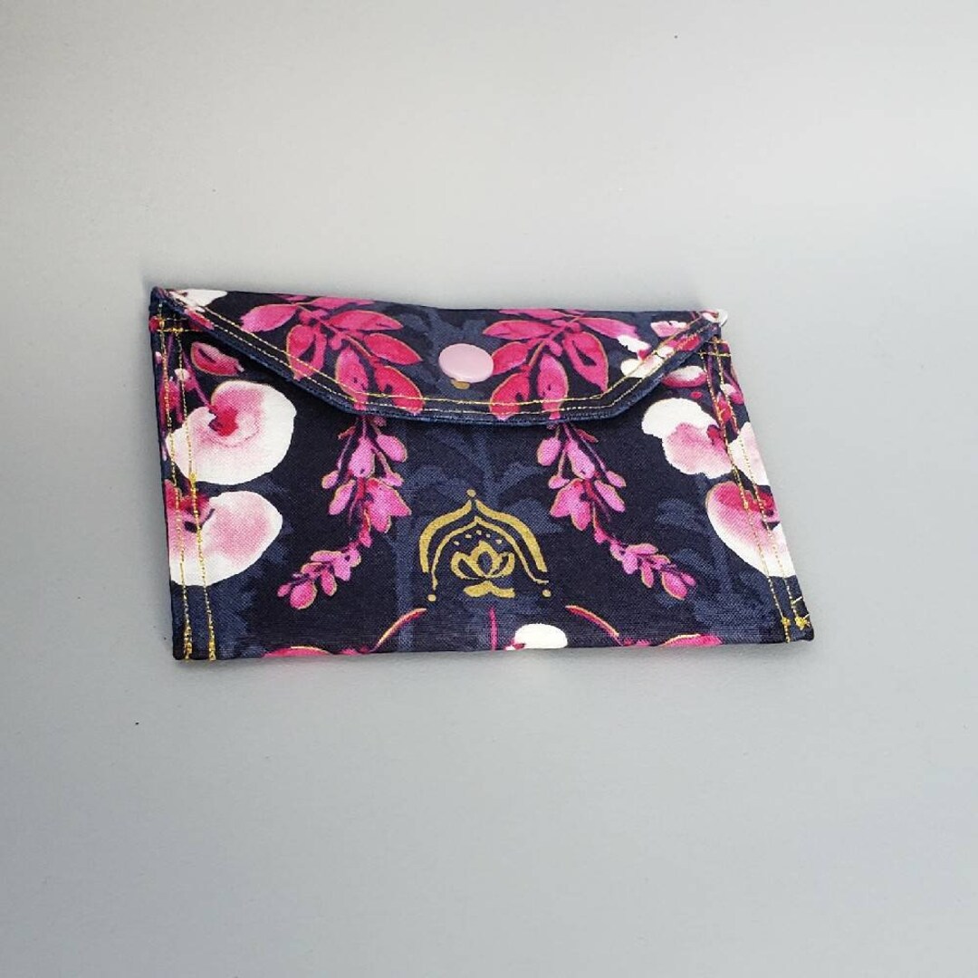 Small Snap Wallet, Navy Blue and Pink Mini Wallet, Birth Control Case ...